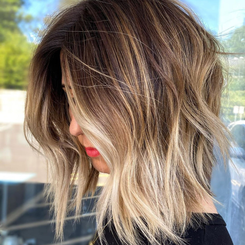 SULMY Short Balayage Ombre Wigs for Women Caucasian 100% Human Hair