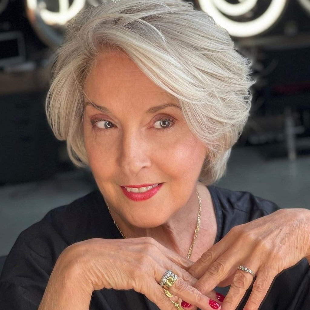 SULMY Long Pixie Wigs for Women Over 50 for Women Caucasian 100% Human