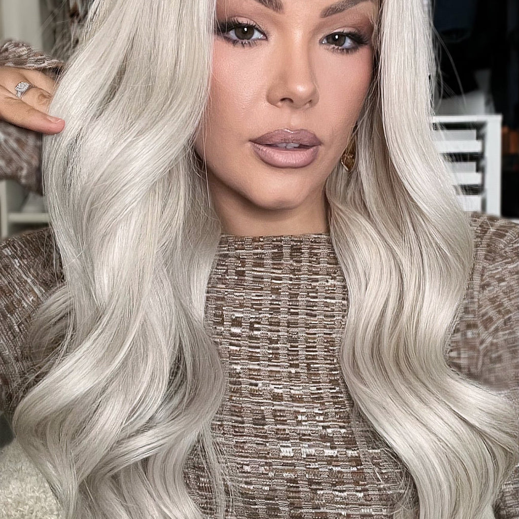SULMY White Blonde Wigs 100% Real Human Hair for Caucasian 180% Densit