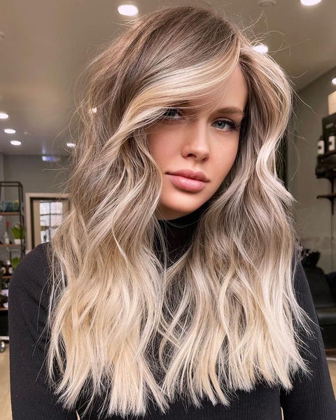 Face-Framing Blonde Highlights Wigs 100% Real Human Hair for Caucasian ...