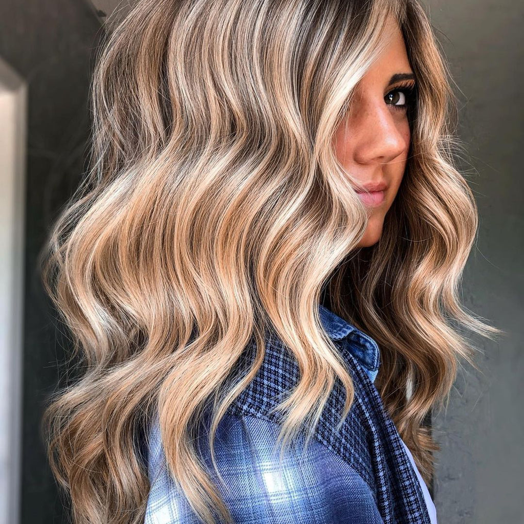 SULMY Rooted Bronde Hair with Highlights Wigs 100% Real Human Hair for