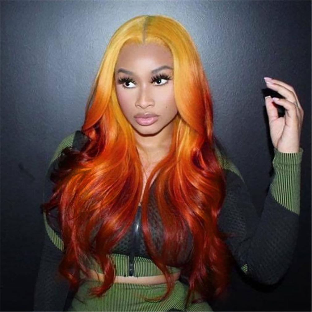 Ombre Red Orange Wigs 100% Human Hair – SULMY