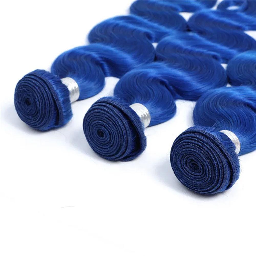 SULMY Remy Blue Human Hair Bundles Wavy Royal Blue Hair Weave
