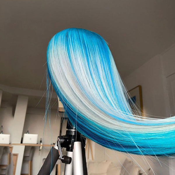Blue Ombre Wig 100% Real Human Hair – SULMY