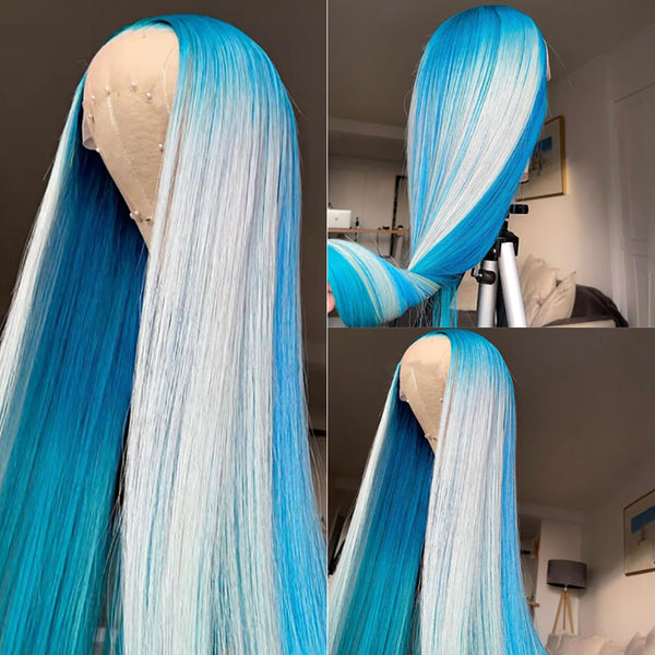 Blue Ombre Wig 100% Real Human Hair – SULMY