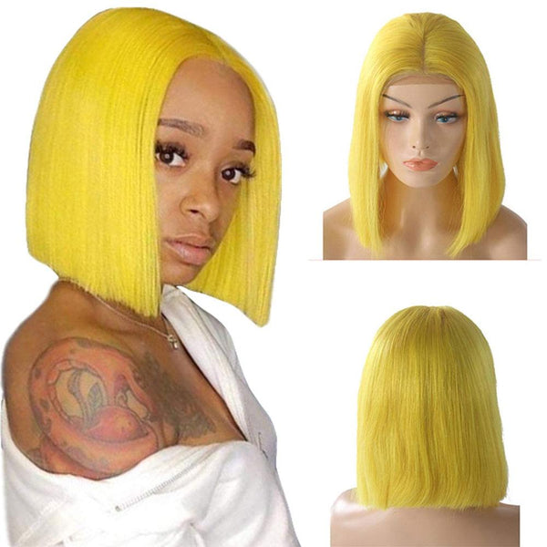 Yellow Colored Bob Wigs 100% Human Hair – SULMY